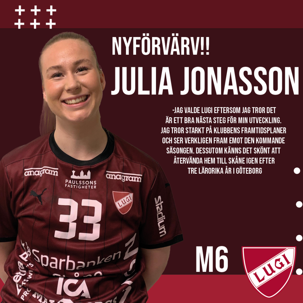 Julia Jonasson är klar för Lugi HF - Handbollskanalen